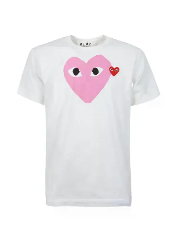 Play Comme Des Garcon Heart-print Logo-patch T-shirt