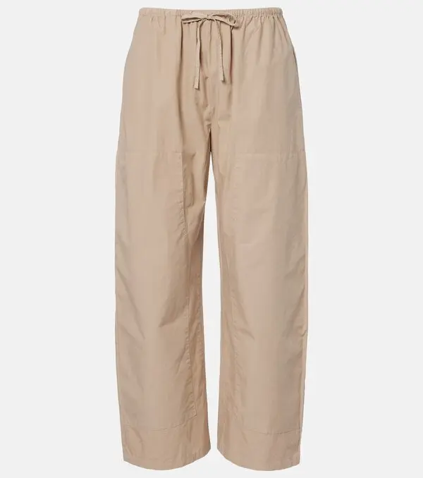 LESET Kyoto Cotton Cropped Wide-leg Pants In Khaki - Beige