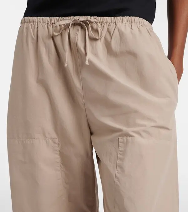 LESET Kyoto Cotton Cropped Wide-leg Pants In Khaki - Beige