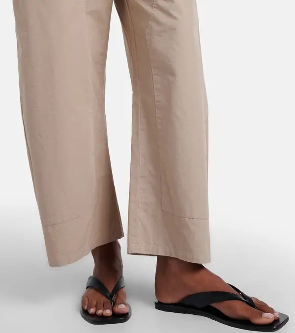 LESET Kyoto Cotton Cropped Wide-leg Pants In Khaki - Beige