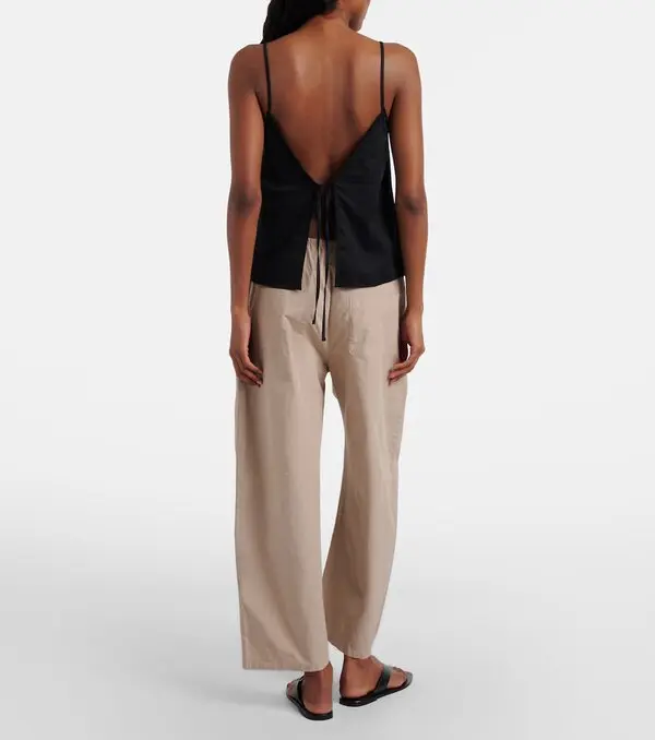 LESET Kyoto Cotton Cropped Wide-leg Pants In Khaki - Beige