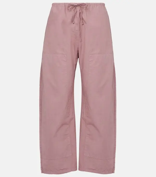 LESET Kyoto Cotton Cropped Wide-leg Pants In Khaki - Pink