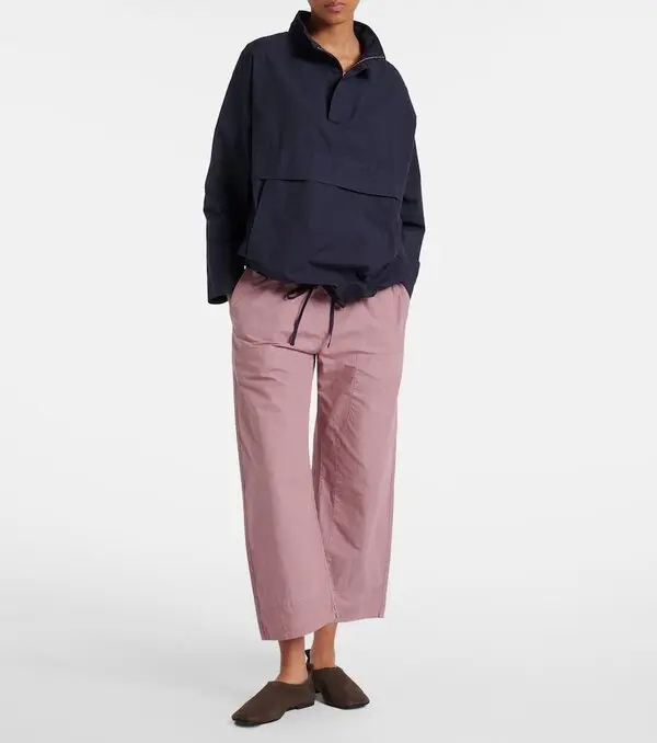LESET Kyoto Cotton Cropped Wide-leg Pants In Khaki - Pink