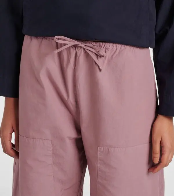 LESET Kyoto Cotton Cropped Wide-leg Pants In Khaki - Pink