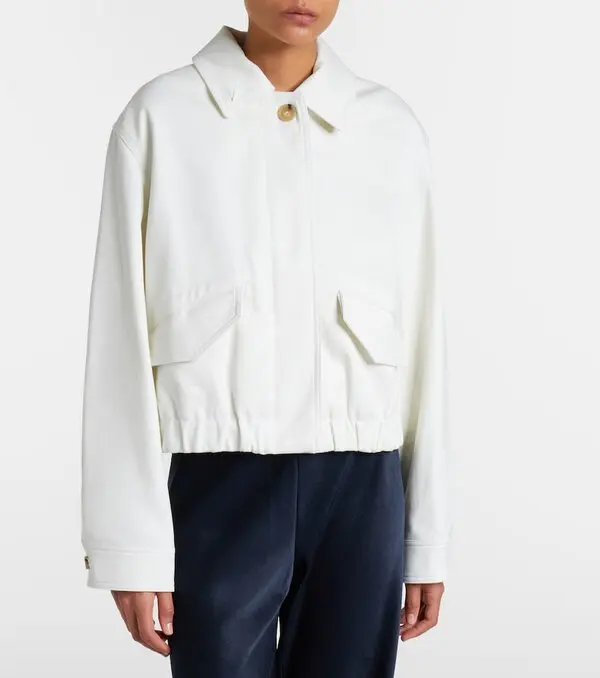 Vince Cotton Twill Blouson Jacket - White