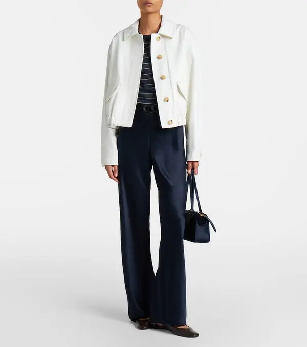Vince Cotton Twill Blouson Jacket - White