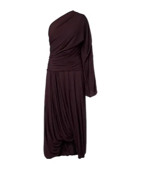 Proenza Schouler Gabri Draped One-shoulder Jersey Midi Dress - Black