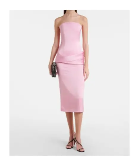 Alex Perry Draped Satin Crepe Bustier Dress