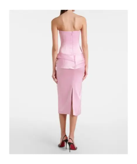 Alex Perry Draped Satin Crepe Bustier Dress