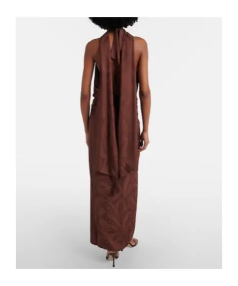 Johanna Ortiz Halterneck Jacquard Maxi Dress With Knotted Front