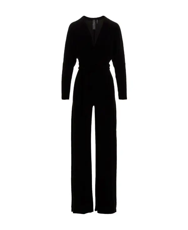 Norma Kamali V-neck Straight-leg Bodysuit - Black