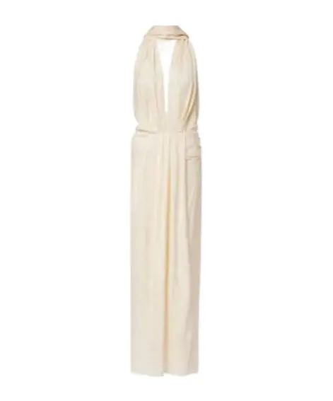 Johanna Ortiz Scarf Detail Palm Jacquard Maxi Dress - Nude