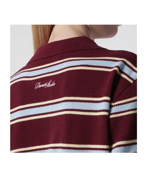 DUNST Cropped Striped Polo T-shirt