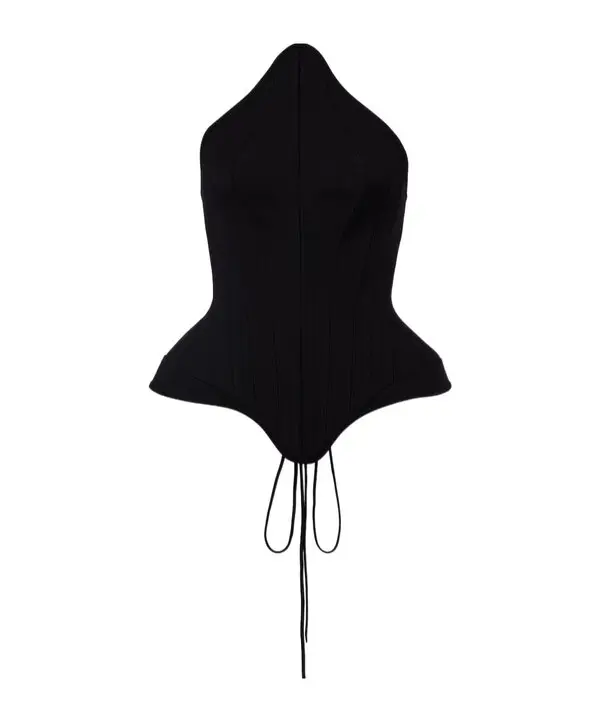 MUGLER Strap Detail Bustier - Black
