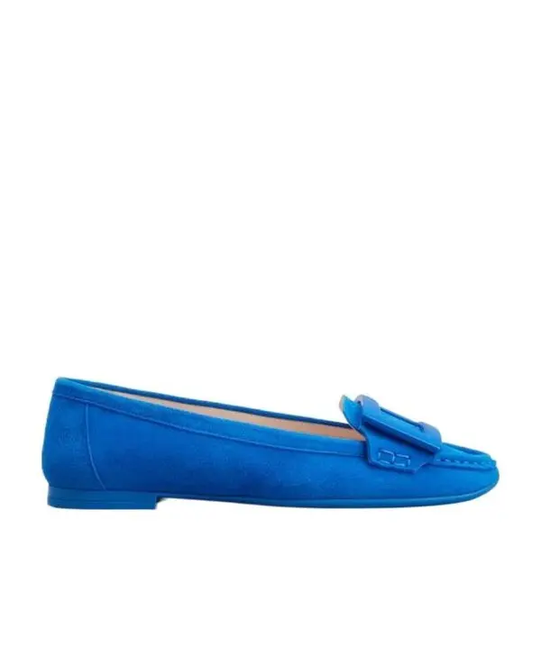 ROGER VIVIER Lacquered Buckle Loafers In Suede
