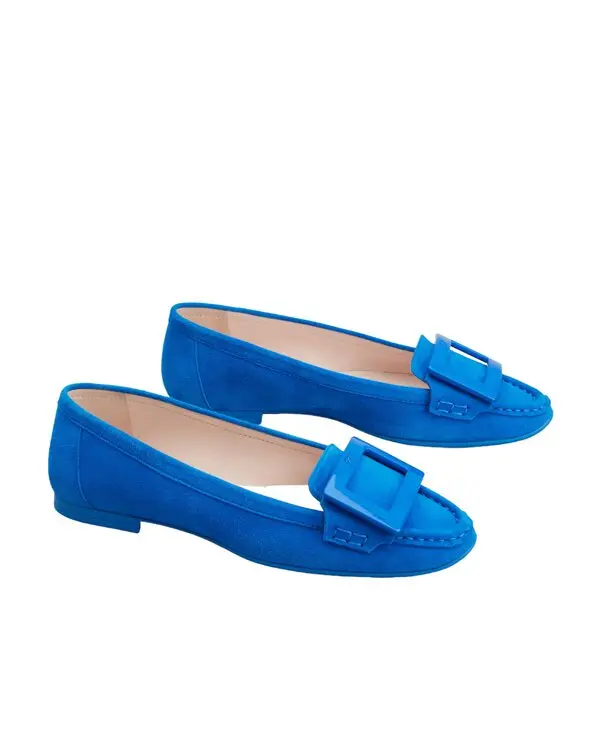 ROGER VIVIER Lacquered Buckle Loafers In Suede