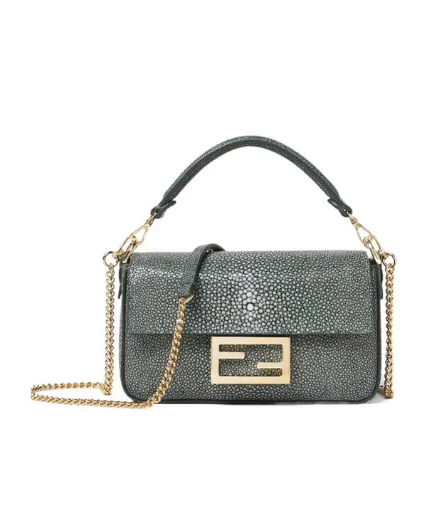 Fendi English Green Stingray Leather Bag