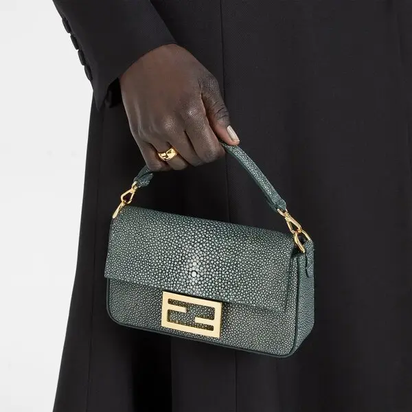 Fendi English Green Stingray Leather Bag