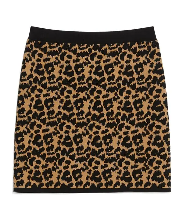 Max Mara Leopard Print Knitted Skirt - Black