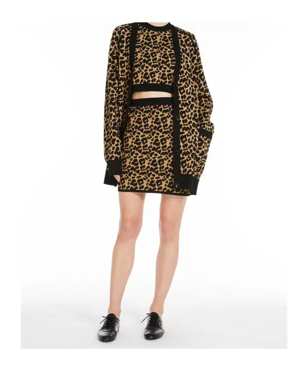 Max Mara Leopard Print Knitted Skirt