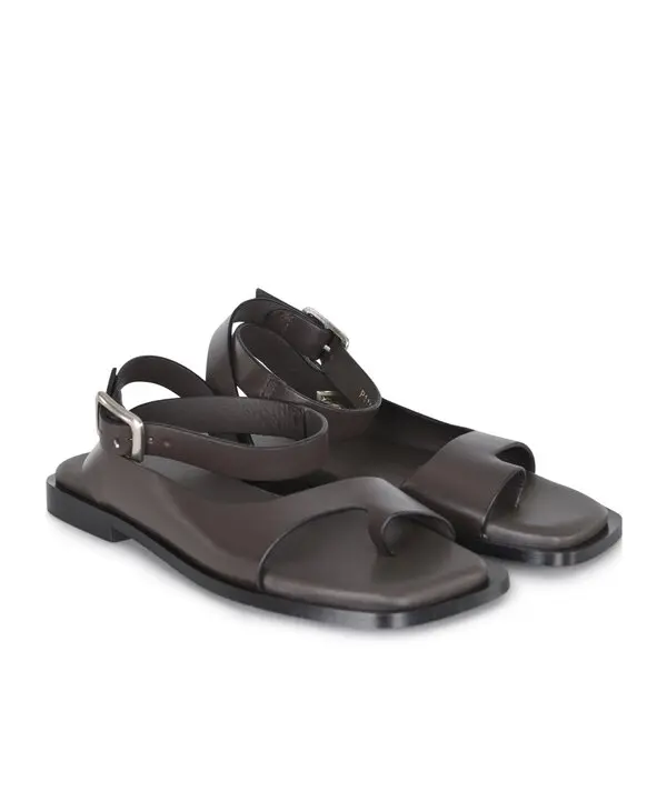 ALOHAS Wrap-around Flat Sandals With Square Toe And Buckled Ankle Strap
