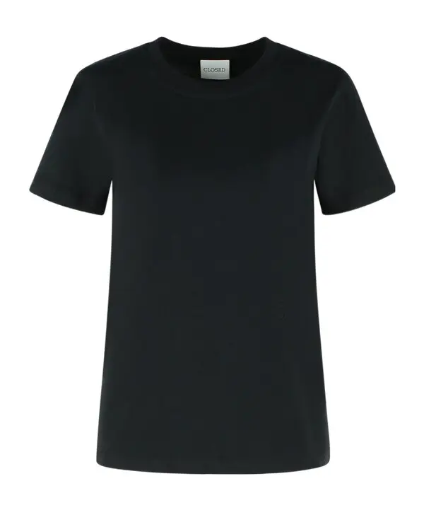 Closed Logo Hem Crew Neck T-shirt - Black