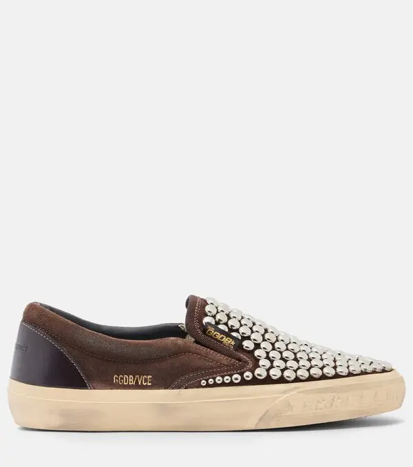 GOLDEN GOOSE Vce Studded Suede Slip-on Sneakers