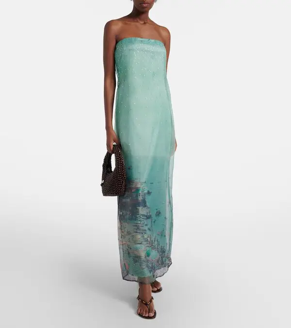 Staud Amara Embellished Organza Maxi Dress
