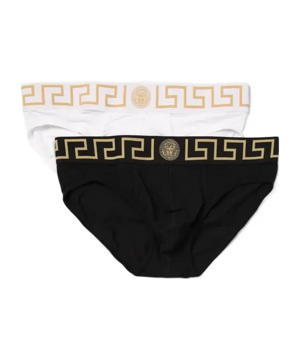 Versace Greca-detailed Pack Of Two Boxer Briefs - Black