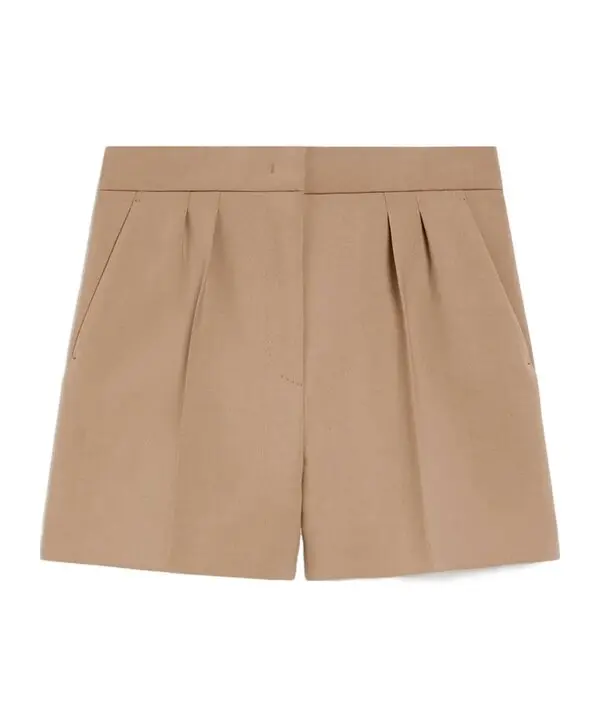 Max Mara Giugno Pleated High-waisted Shorts - Hazelnut