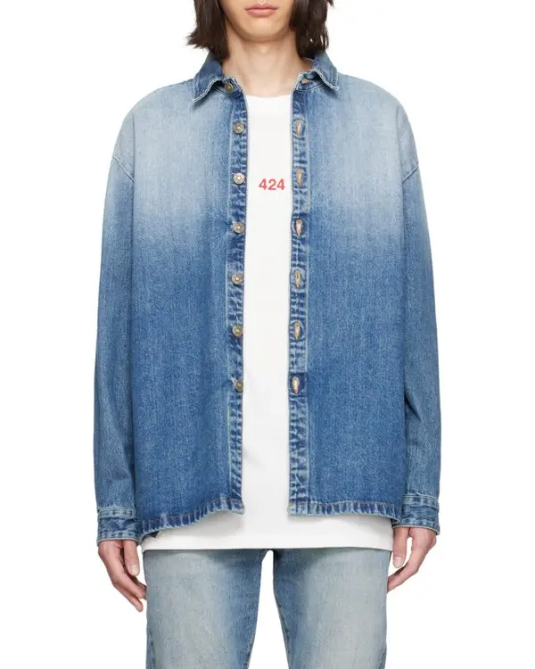 424 FAIRFAX Gradient-effect Denim Shirt