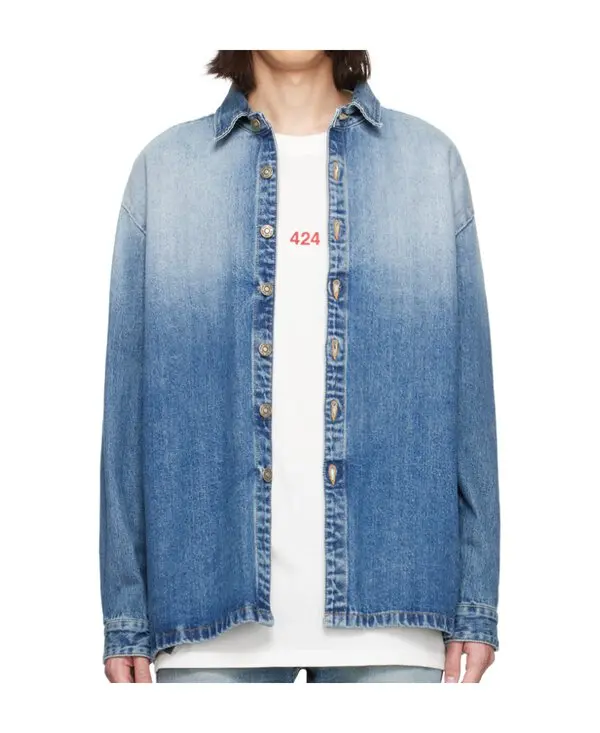 424 FAIRFAX Gradient-effect Denim Shirt