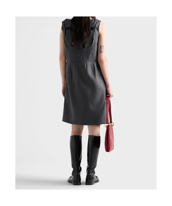 Prada Sleeveless Boatneck Flannel Dress