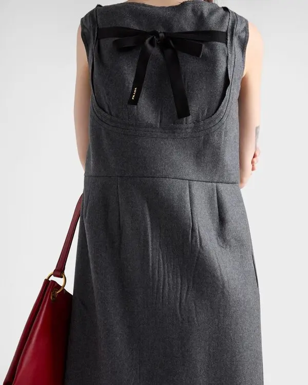 Prada Sleeveless Boatneck Flannel Dress
