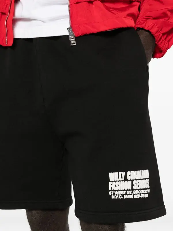 WILLY CHAVARRIA Logo Print Elastic Waist Shorts