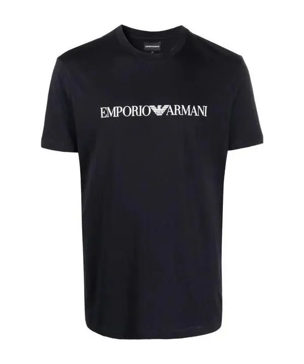 Emporio Armani Logo Printed Crewneck T-shirt - Black