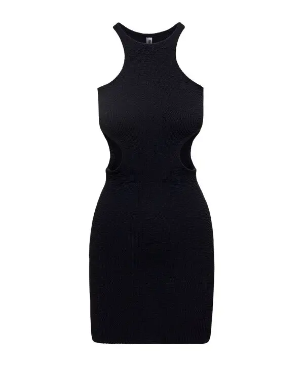 REINA OLGA Halterneck Ribbed Dress With Waist Cut-outs - Black