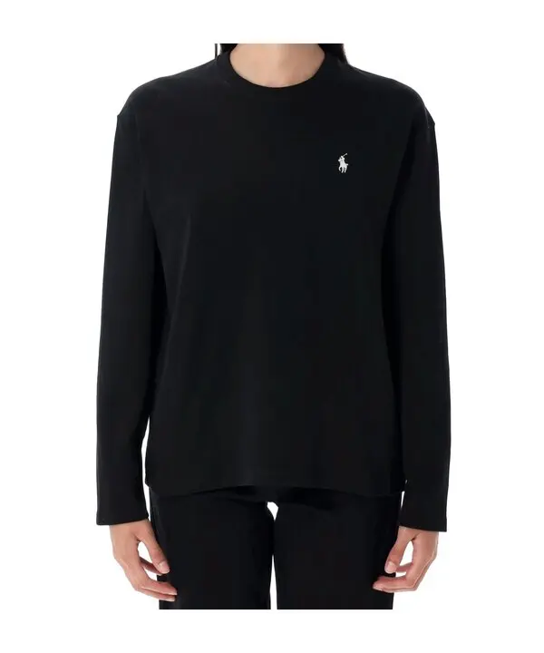 Polo Ralph Lauren Long Sleeved T-shirt With Embroidered Logo - Black