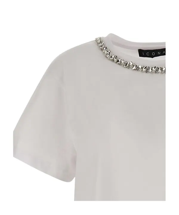 KAOS Icona Embellished Neck T-shirt