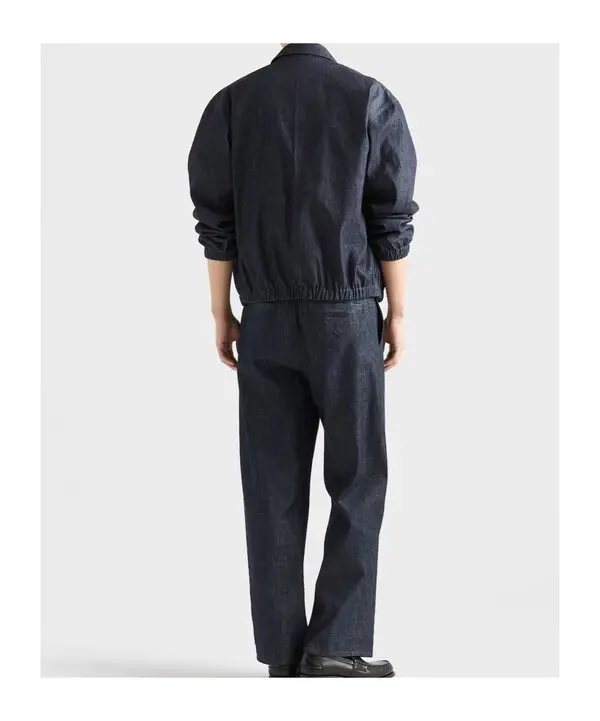 Prada Chambray Denim Blouson Zipper Jacket