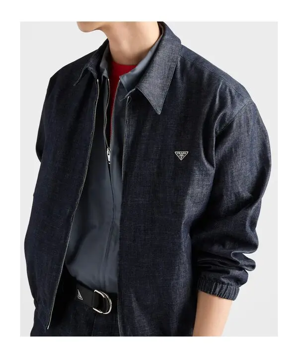 Prada Chambray Denim Blouson Zipper Jacket