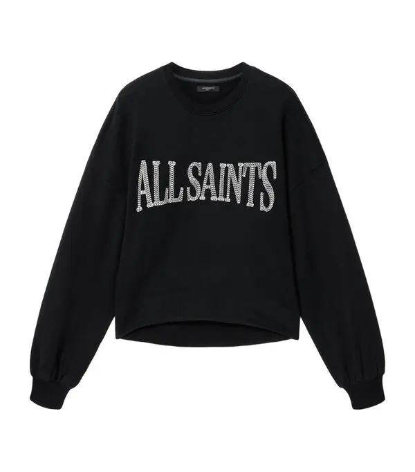 ALLSAINTS Organic Cotton Embroidered Dash Sweatshirt - Black