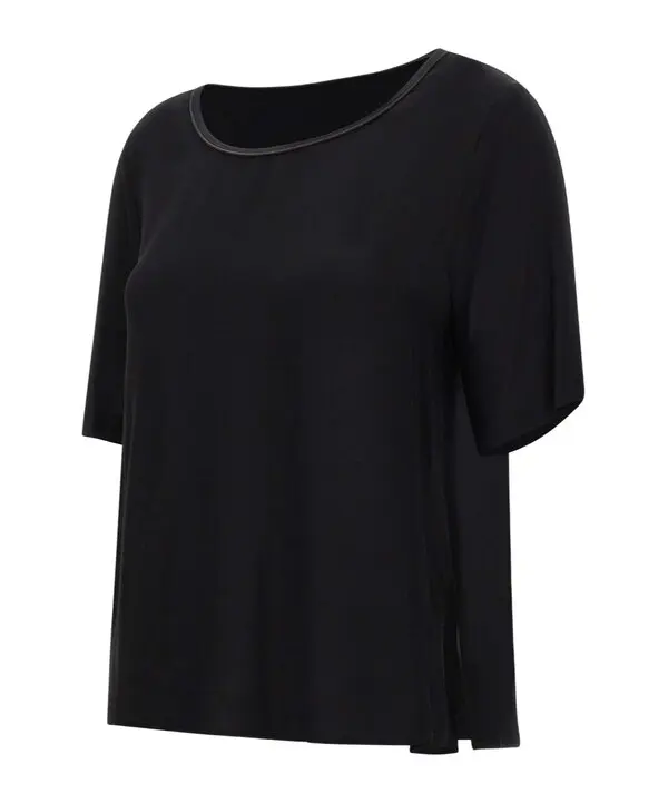 KAOS Short Sleeve Top With Satin Trim