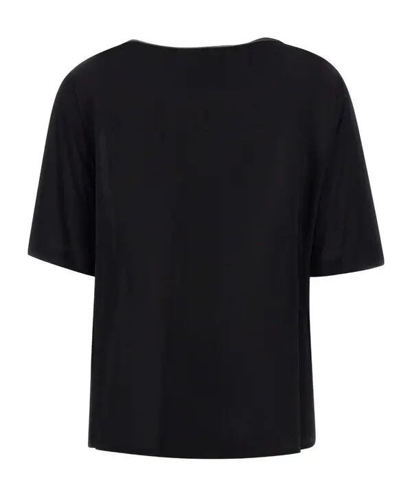 KAOS Short Sleeve Top With Satin Trim