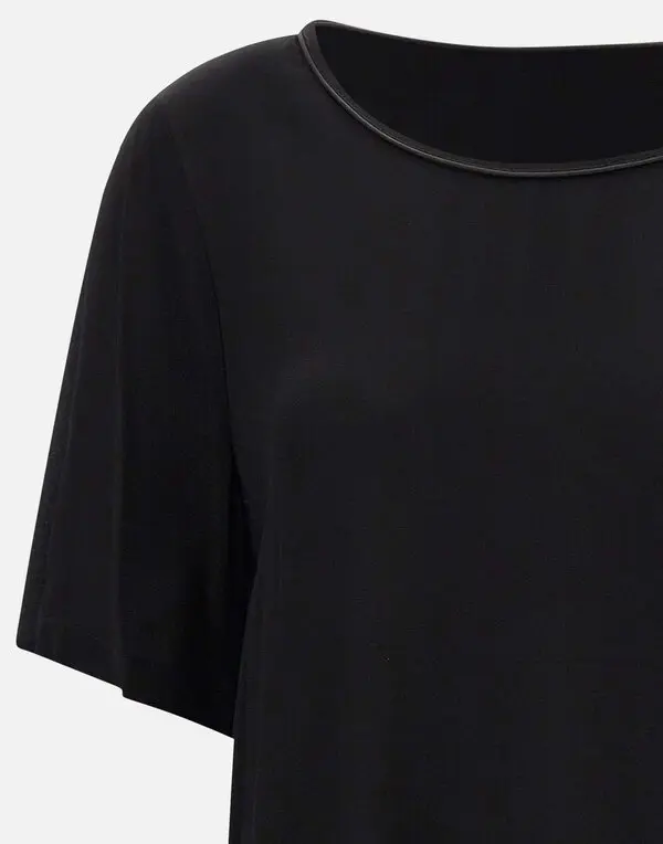KAOS Short Sleeve Top With Satin Trim