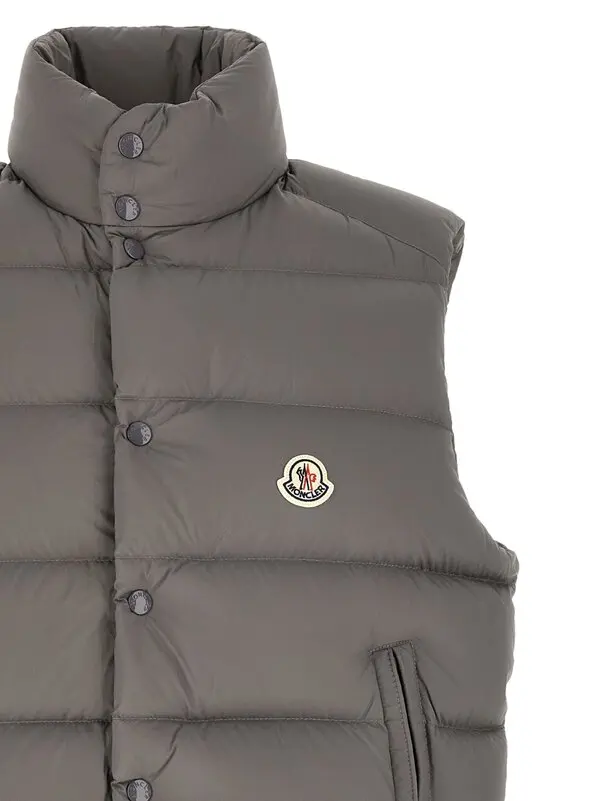 Moncler Tibb Quilted Down Vest With Stand Collar - Grey
