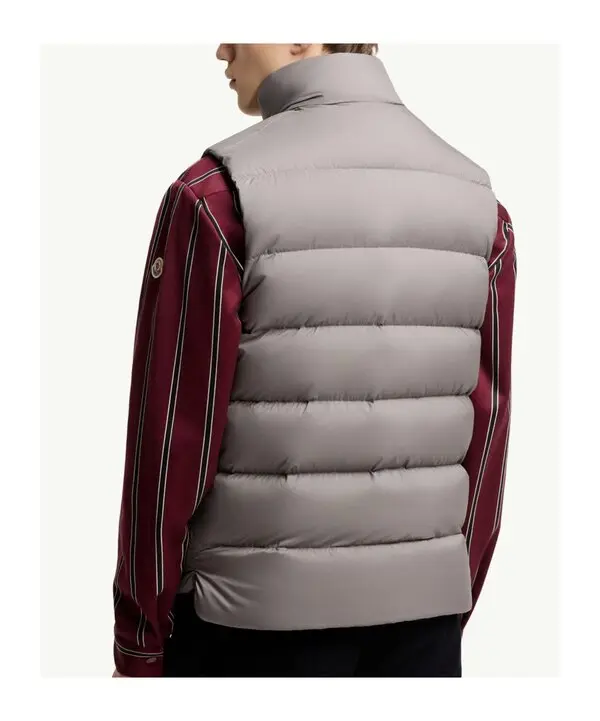 Moncler Tibb Quilted Down Vest With Stand Collar - Grey