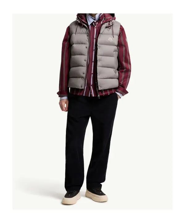 Moncler Tibb Quilted Down Vest With Stand Collar - Grey