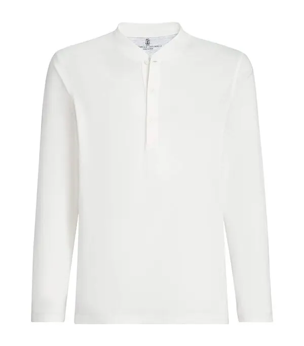 Brunello Cucinelli Linen-cotton Long-sleeve T-shirt - White
