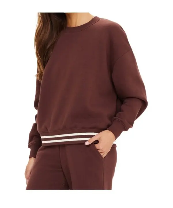 The Upside Toluca Striped Hem Sweatshirt - Cocoa